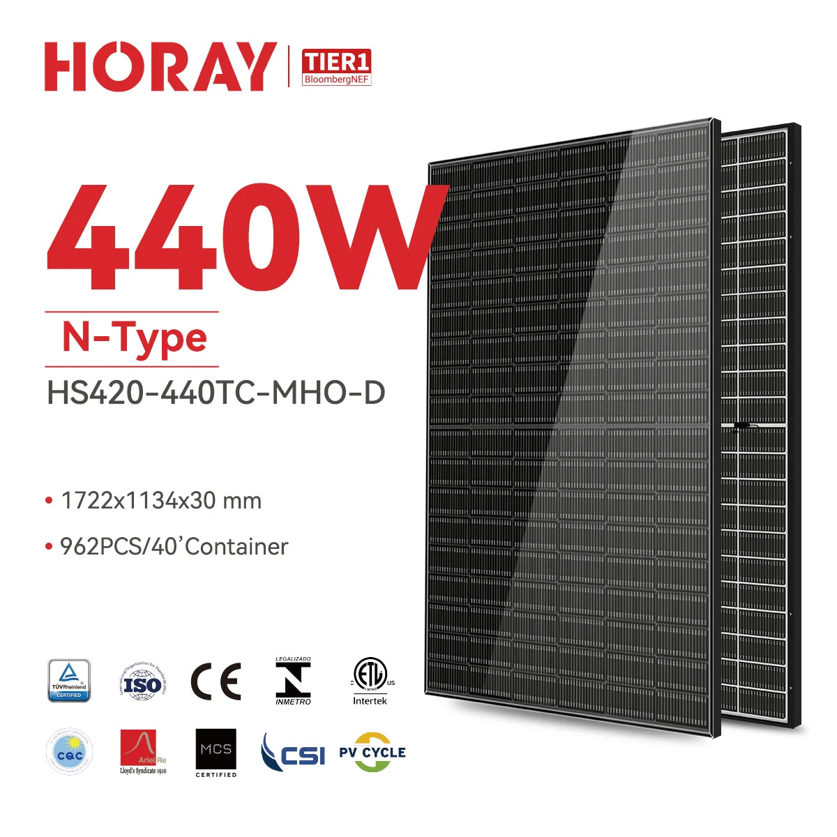 Horay Solar Co., Ltd - Solarmodul - Solar Ocean HS420-440TC-MHO-D HS43 – Solarics GmbH