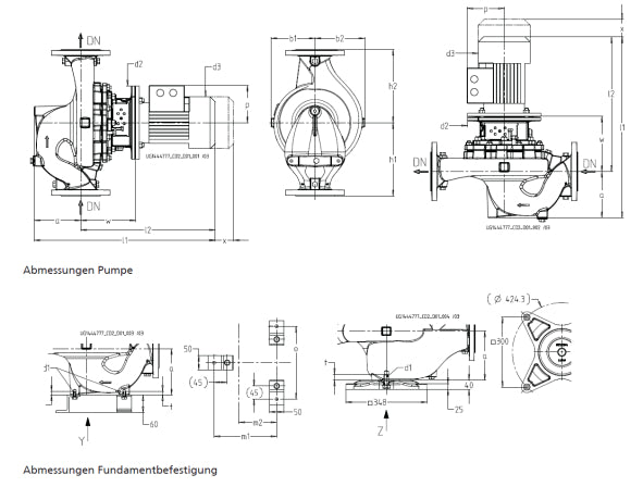KSB Inlinep Etaline 125-125-250 PD2 GG11, 7,5 kW, 4-polig, mit PumpMet – Solarics GmbH