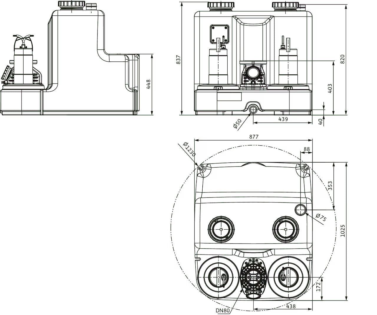 WILO Doppelpumpen-Hebeanlage DrainLift SANI-XL.16T/4C Art. 2549932 – Solarics GmbH